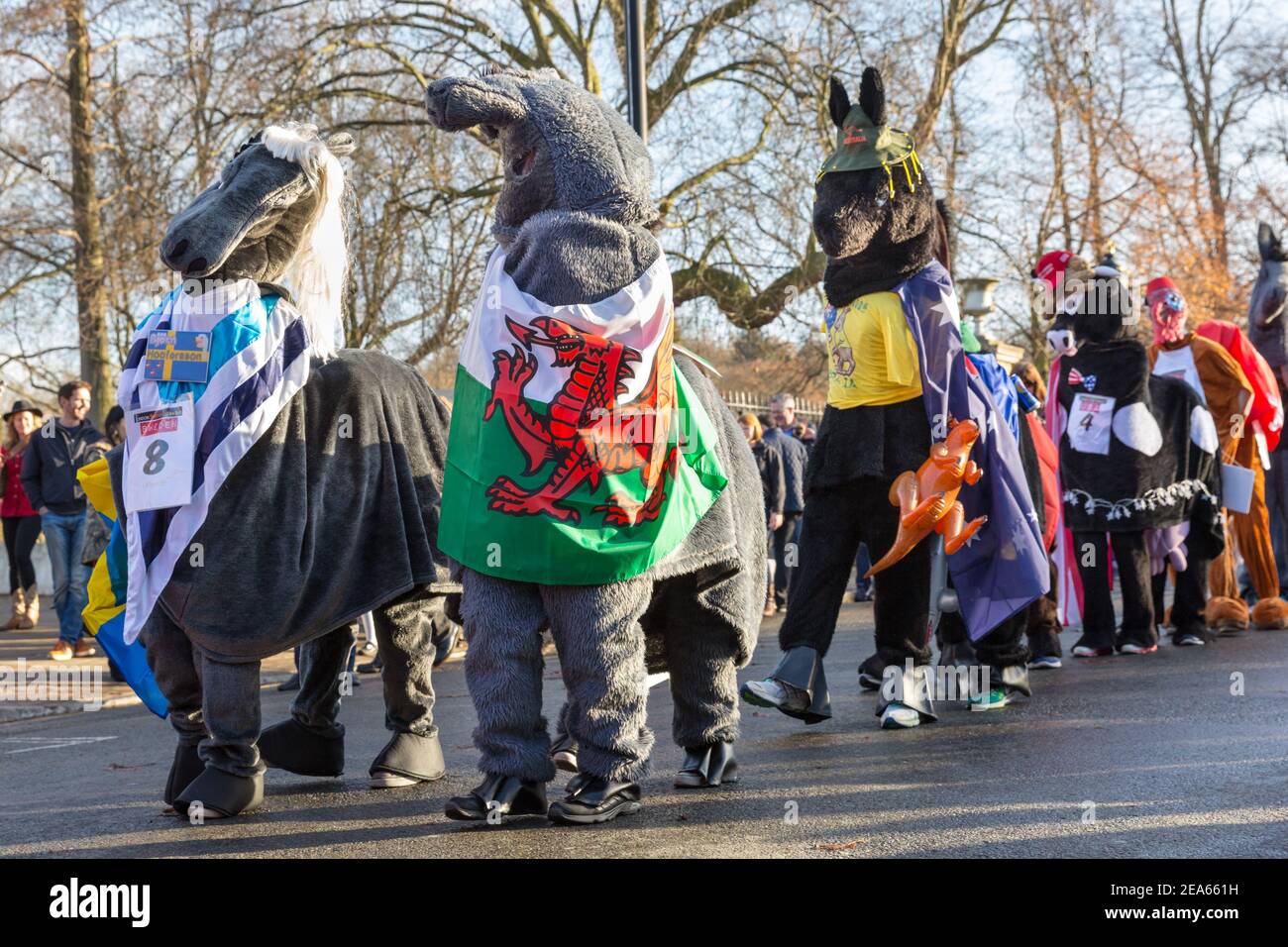 Costumed pantomime horses at the annual Pantomime Horse Race, Greenwich ...