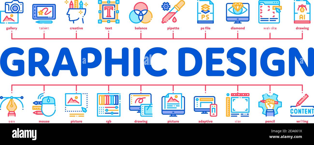 Graphic Design And Creativity Minimal Infographic Banner Vector Stock ...