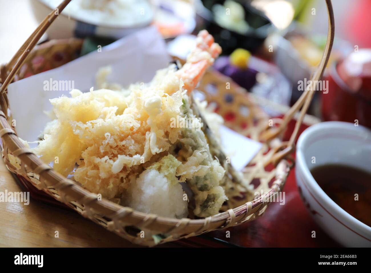 Tempura Fried shrimp Japanese food on wood background Stock Photo - Alamy