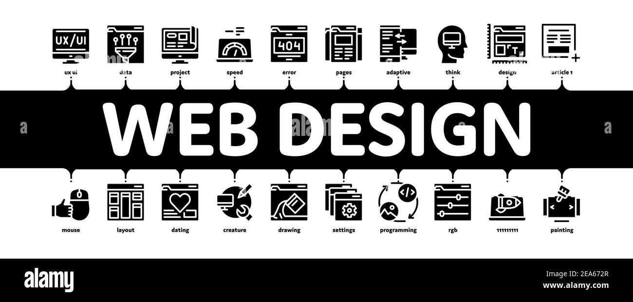 Data development linear icons Black and White Stock Photos & Images - Alamy