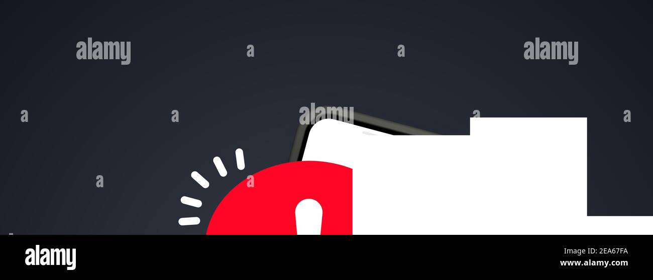 Mobile Phone Screen With A Warning About Spam Secure Connection Fraud Virus Phone Alarm