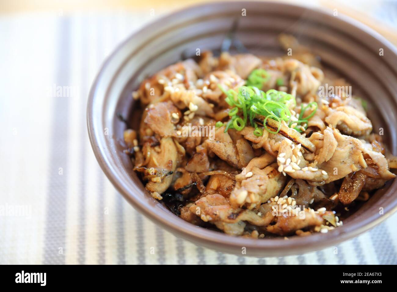 Gyudon , Japanese beef rice bowl in close up Japanese local food Stock ...