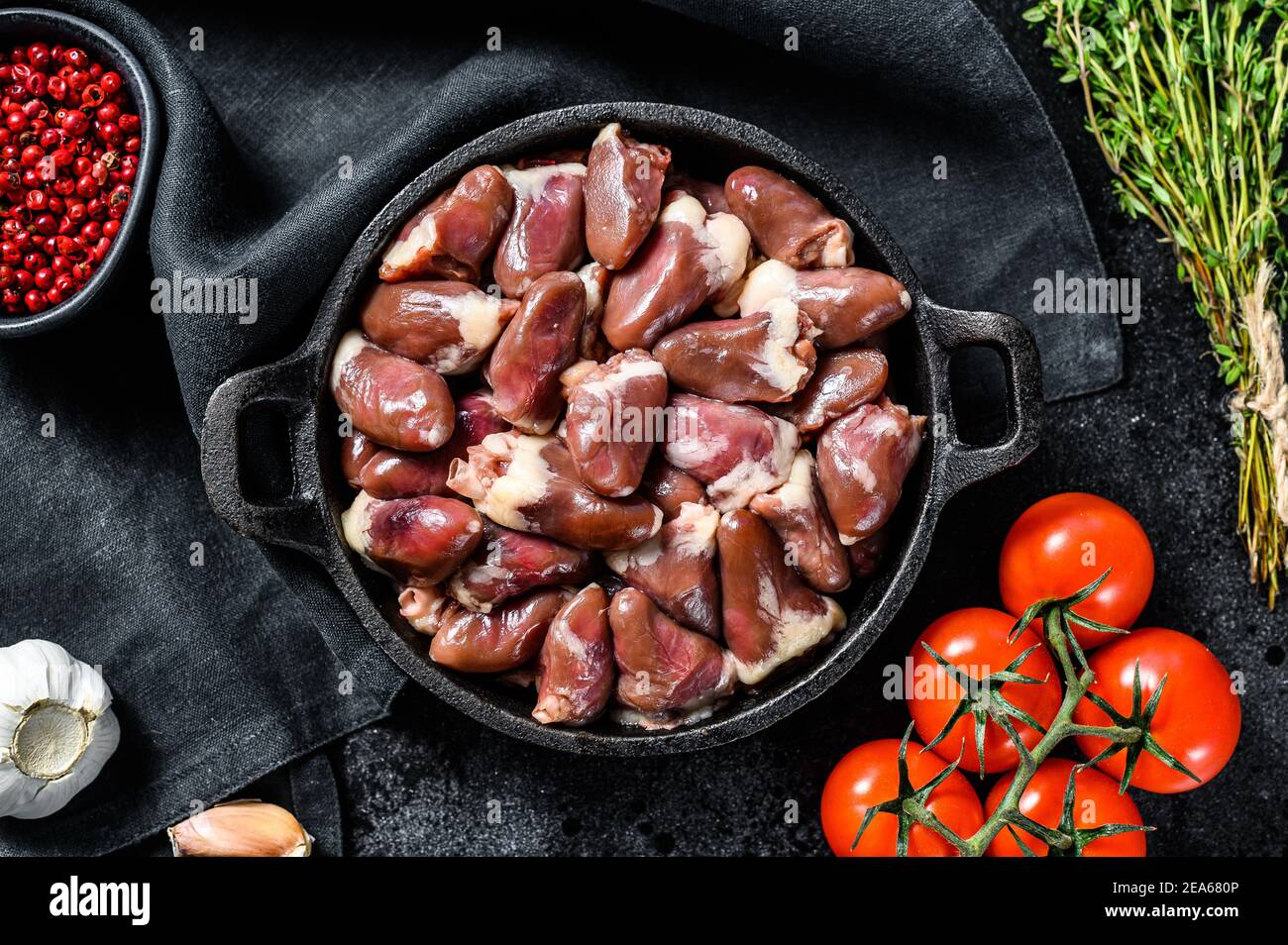 Top view chicken hearts hi-res stock photography and images - Alamy