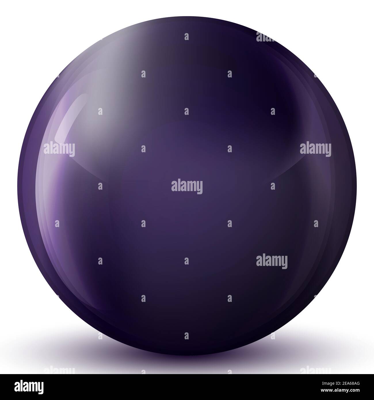 Glass purple ball or precious pearl. Glossy realistic ball, 3D abstract ...
