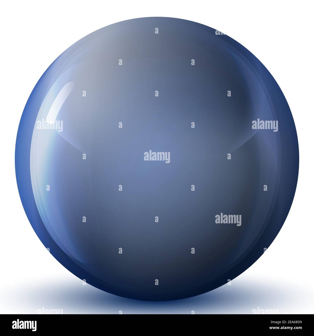 Glass blue ball or precious pearl. Glossy realistic ball, 3D abstract ...