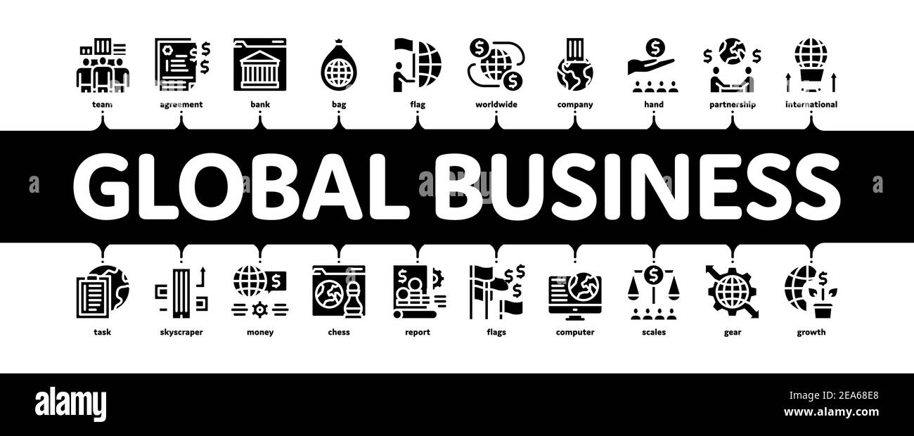 Global Business Finance Strategy Minimal Infographic Banner Vector ...