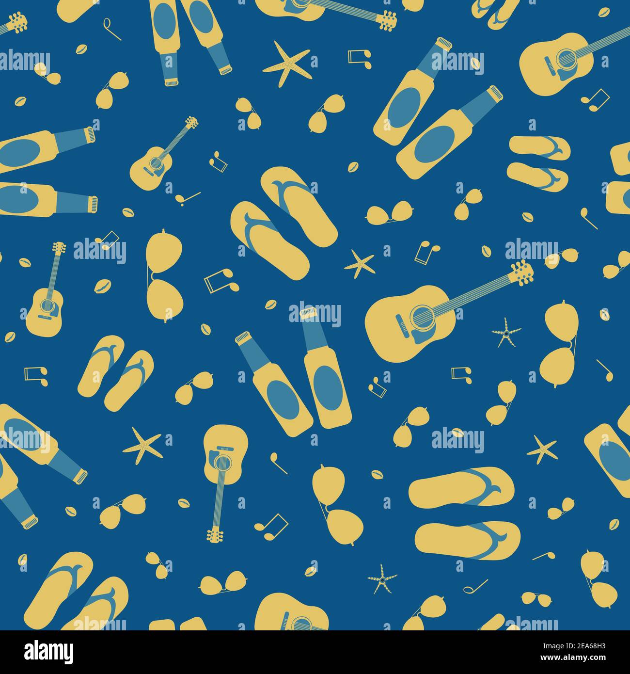 Beach party vector seamless pattern background. Tropical backdrop with ...