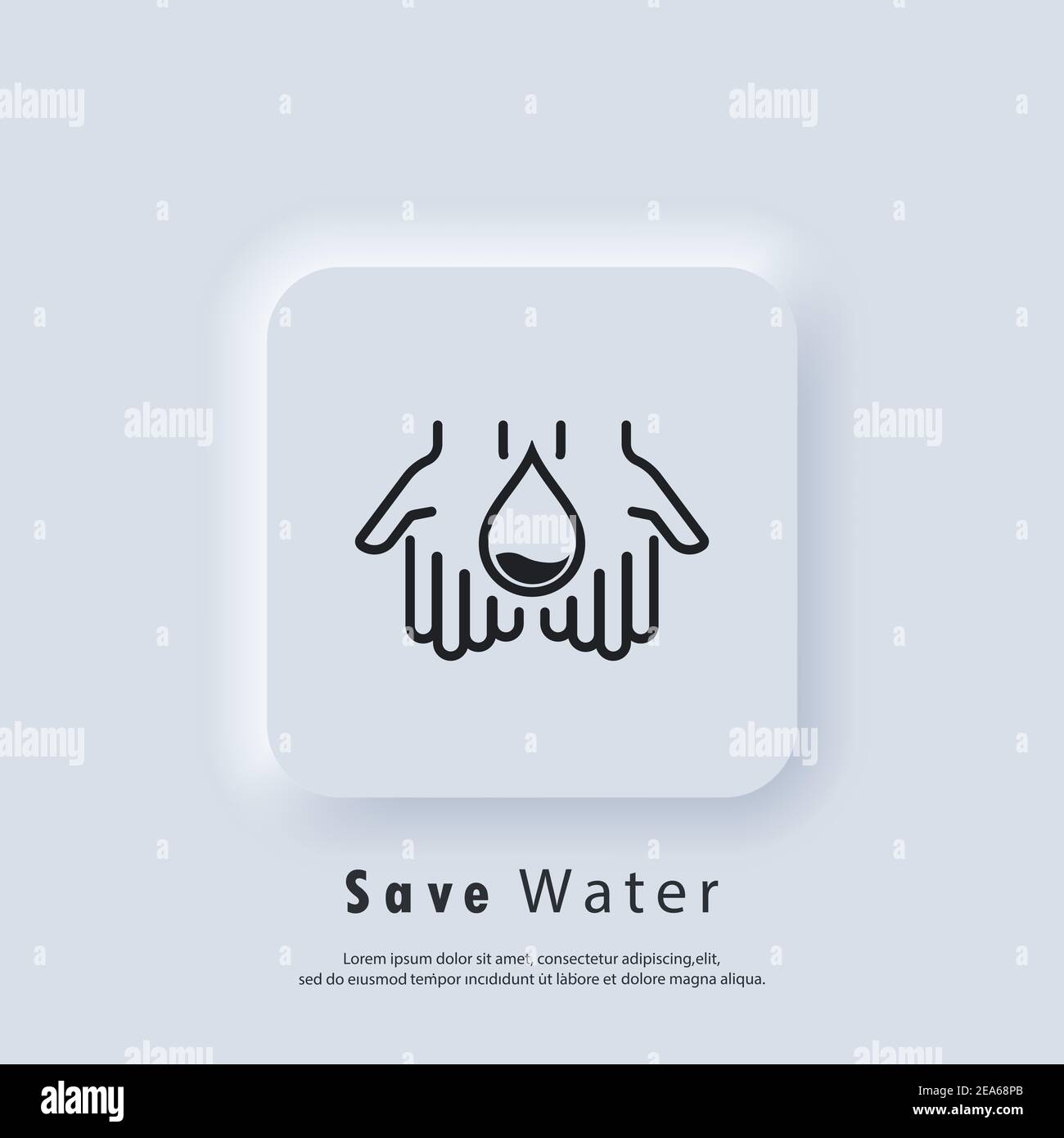 Water drop logo. Natural aqua. Water drop icon in hand. Saving water is ...