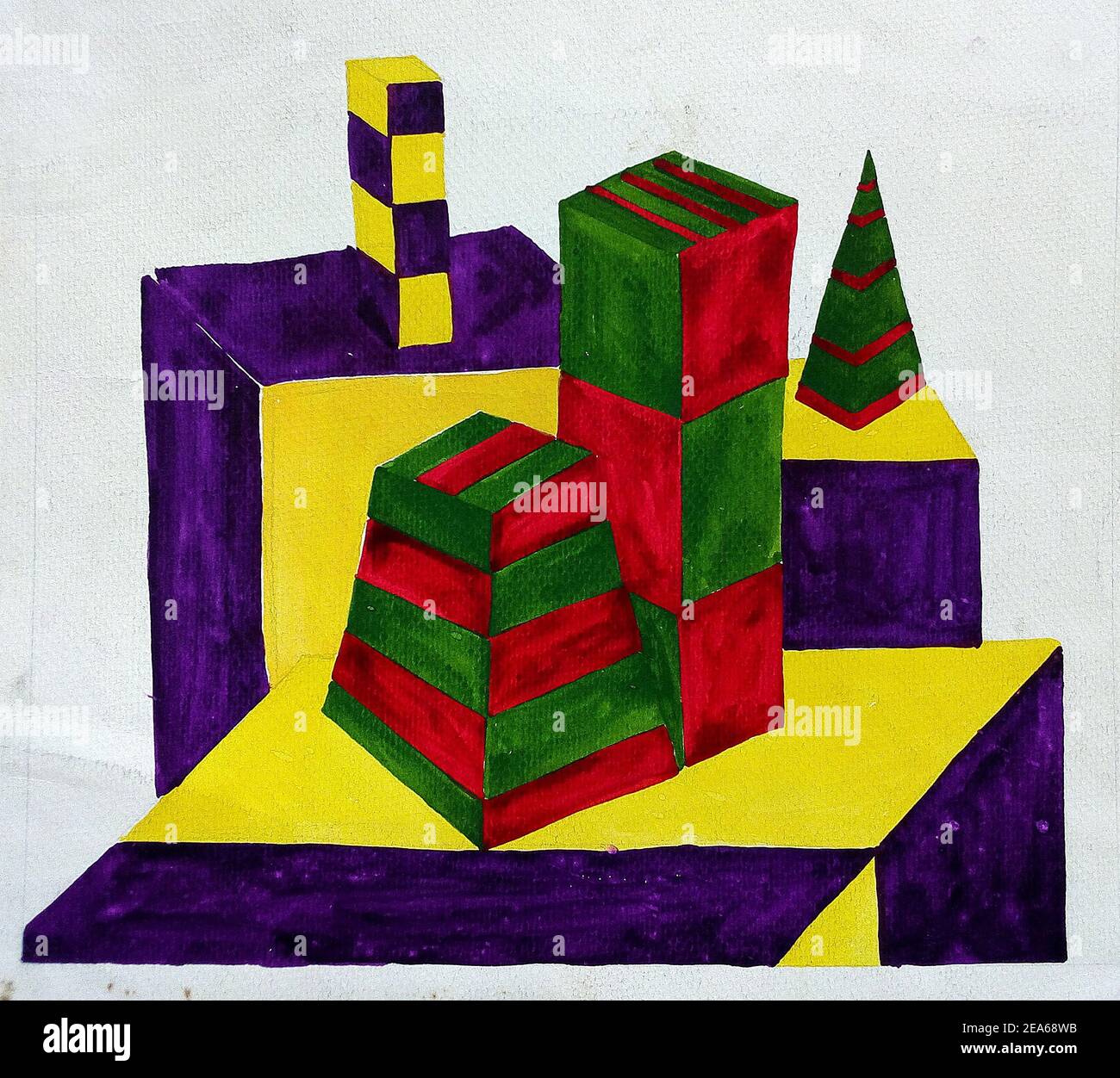 Art ;watercolor painting ;Abstract ;background ;Modern ;Triangle ;Curve ...