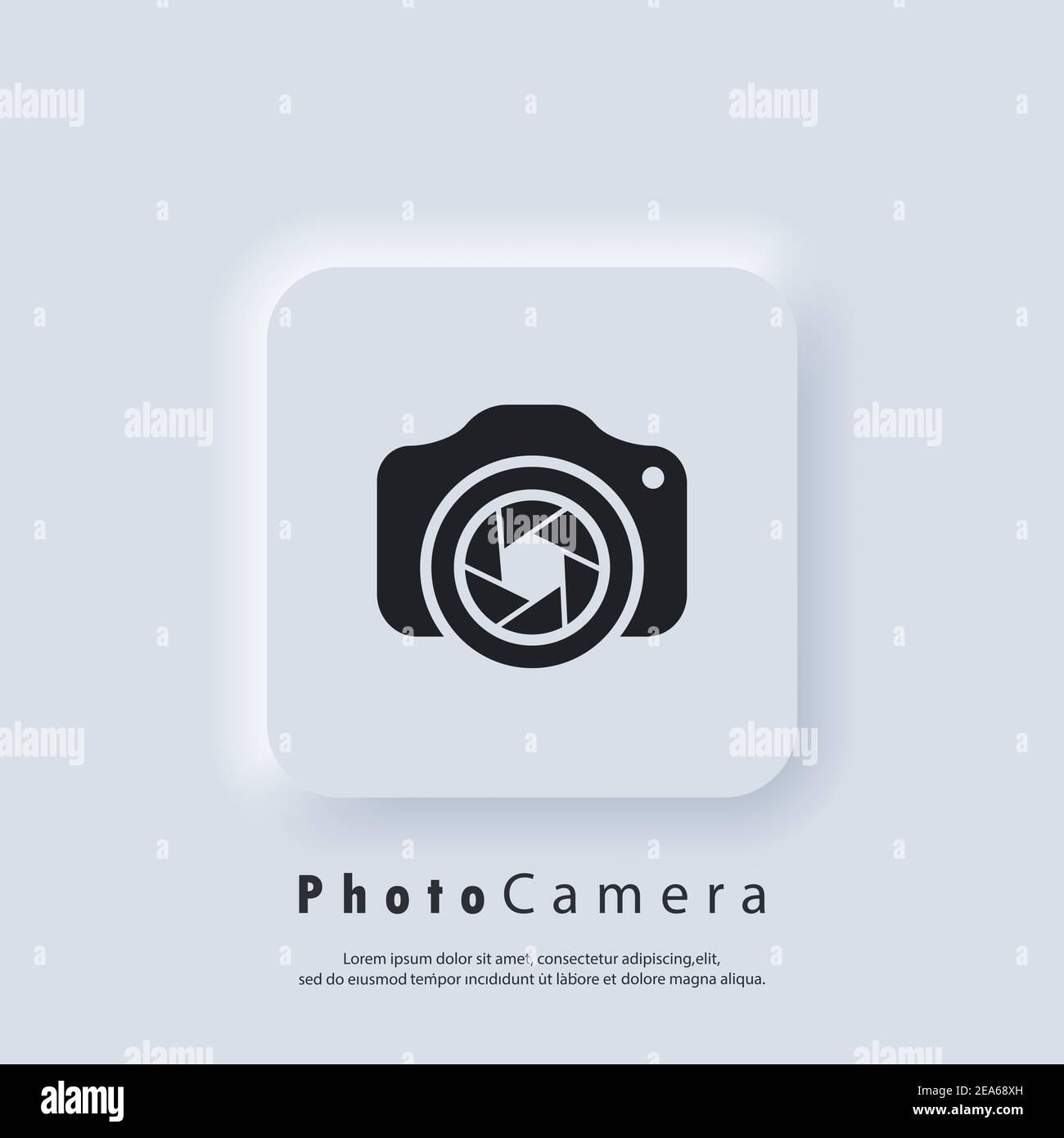 Photo camera logo. Camera with lens icon. Photography concept. Vector ...
