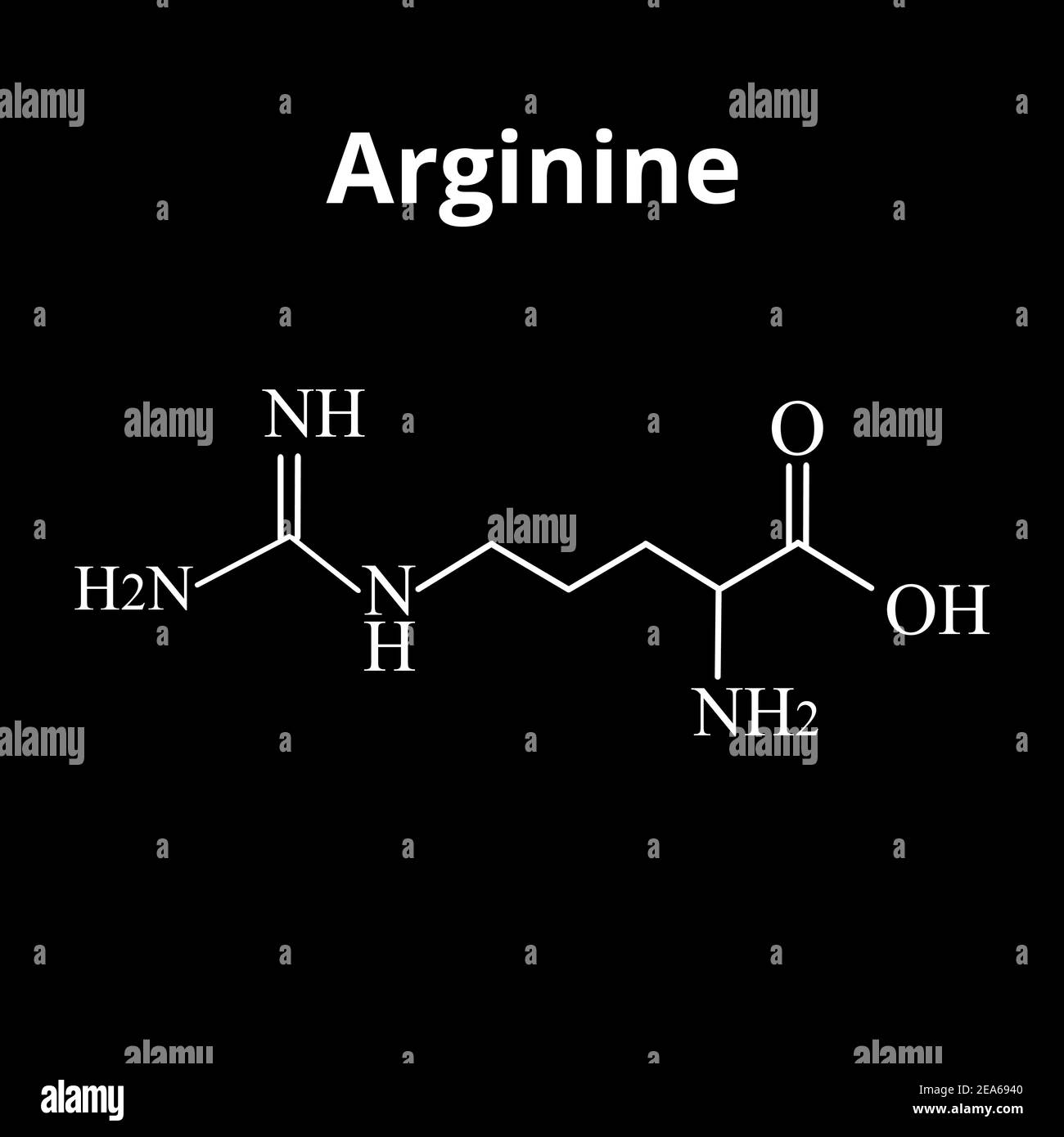 Arginine amino acid. Chemical molecular formula Arginine amino acid ...