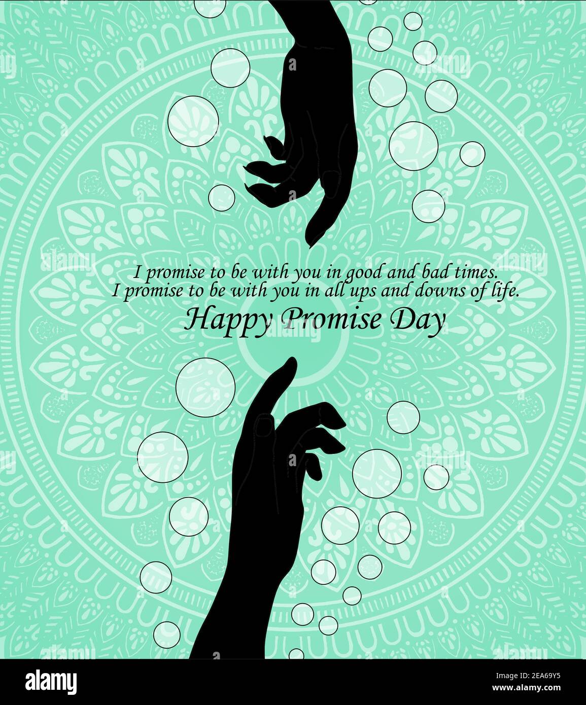 promise day ( valentine week ) illustration with quote. Two hand trying ...