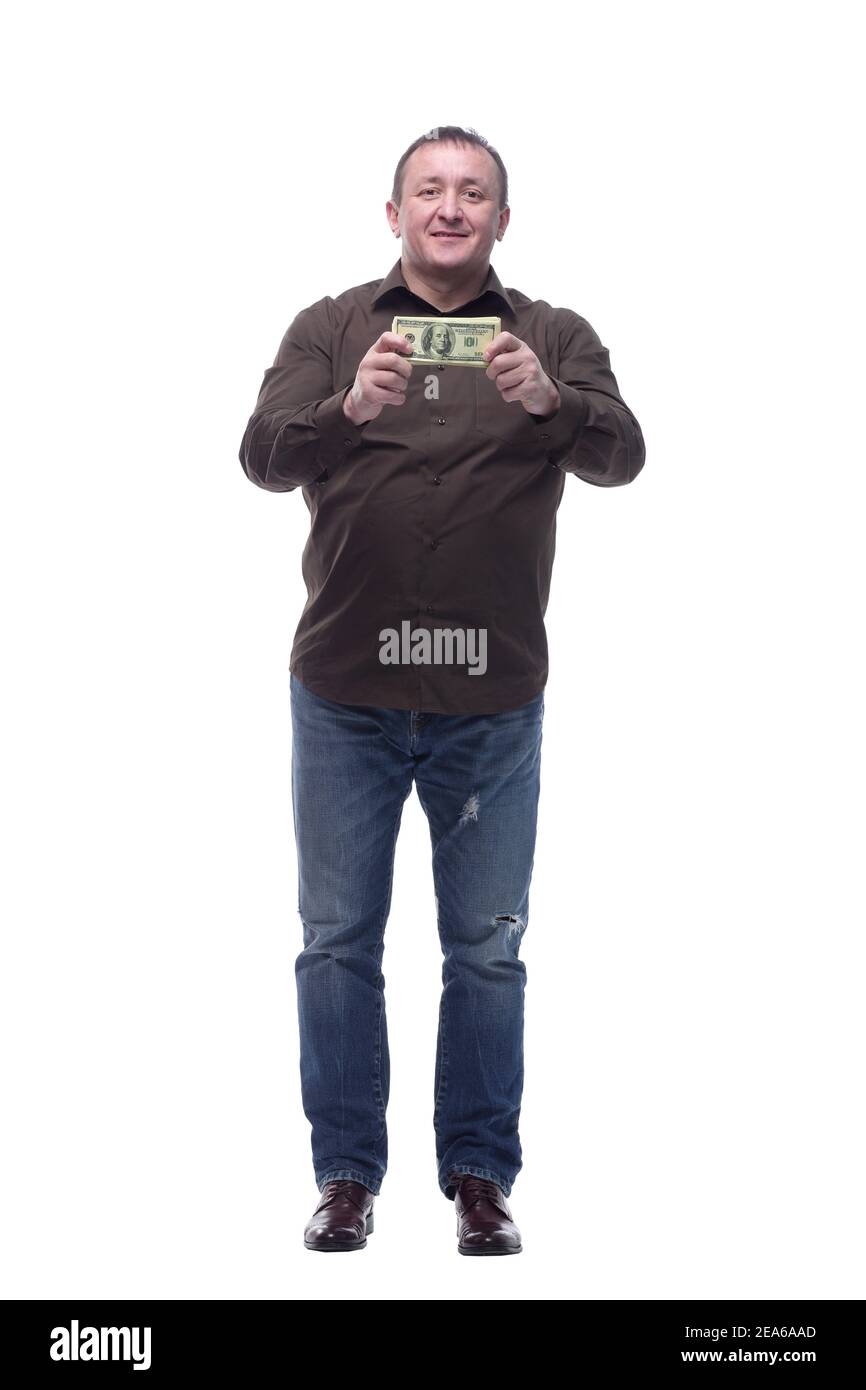 Man holding stack money Cut Out Stock Images & Pictures - Alamy