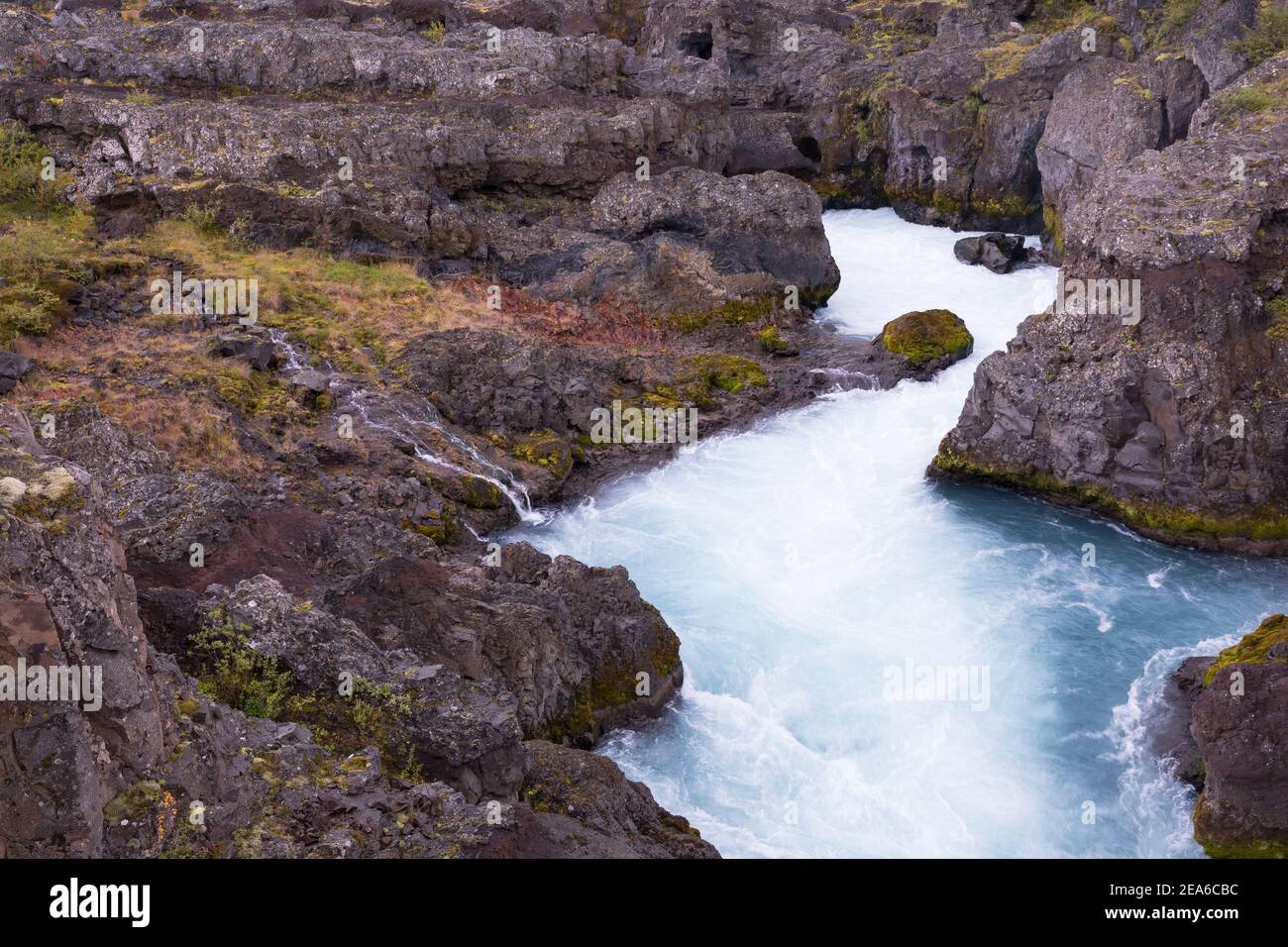 Barnafoss, Wasserfall, Stomschnellen am Fluss Hvítá in der Nähe der ...