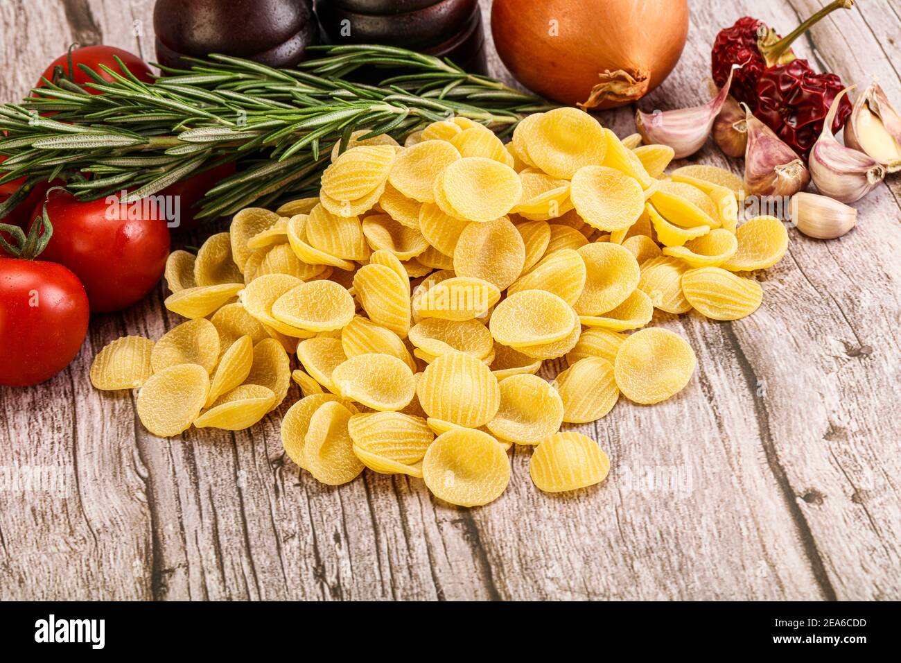Raw durum wheat Italian pasta - Orecchiette for cooking Stock Photo - Alamy