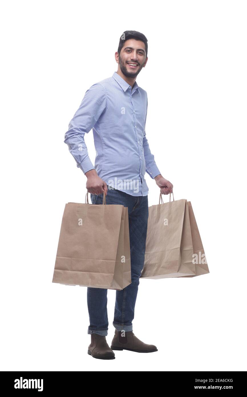 Man carrying paper bag Cut Out Stock Images & Pictures - Alamy