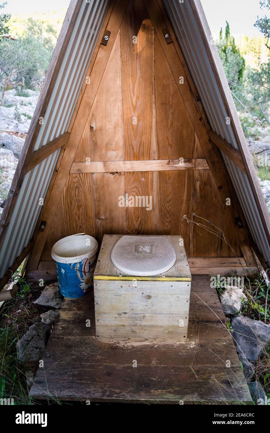 Waterless compost toilet, Organic farm, Island of Iz, Zadar archipelago ...