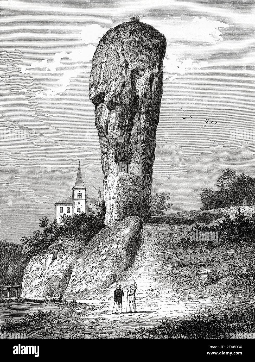 Hercules mace stone and castle on the hill in Ojcow National Park ...