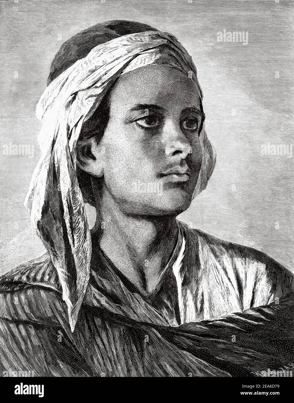 Portrait of a young Arab man. Ancient Egypt History. Old 19th century ...