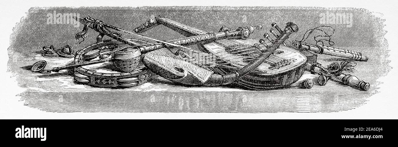 Ancient arabic musical instruments. Ancient Egypt History. Old 19th ...