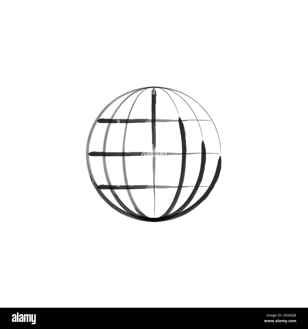 World globe ink Drawing. Stock Vector illustration isolated on white ...