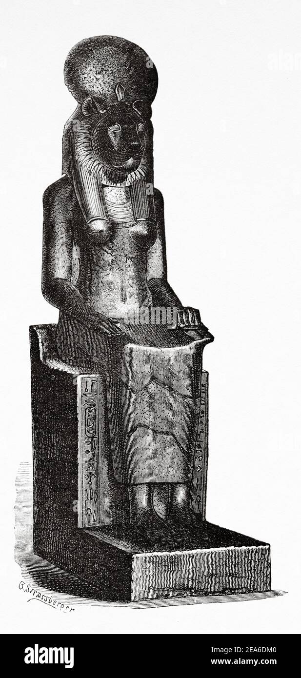Ancient Egyptian goddess Sekhmet. Ancient Egypt History. Old 19th ...