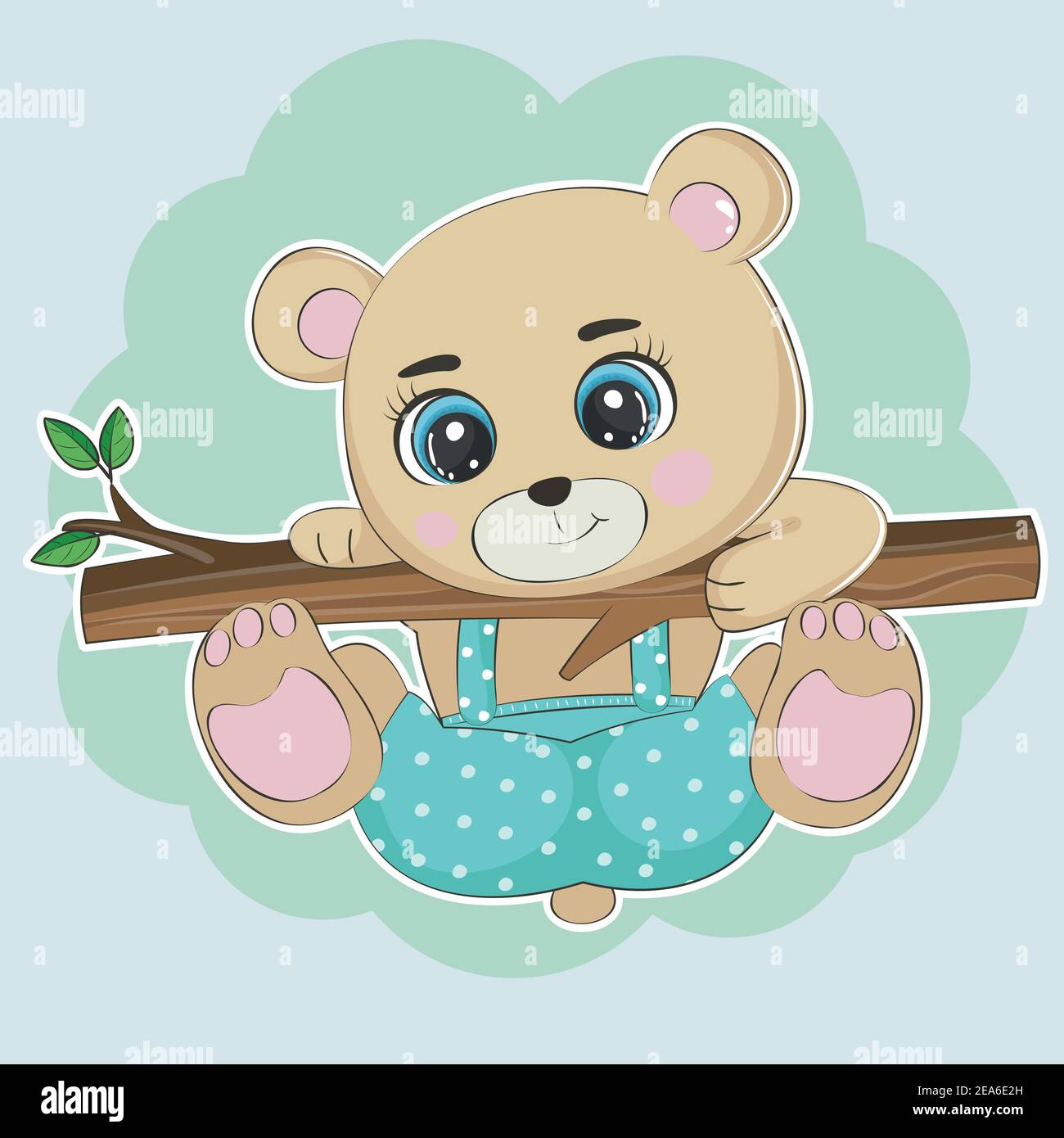 Cute cartoon bear teddy climbed a tree Stock Vector Image & Art - Alamy