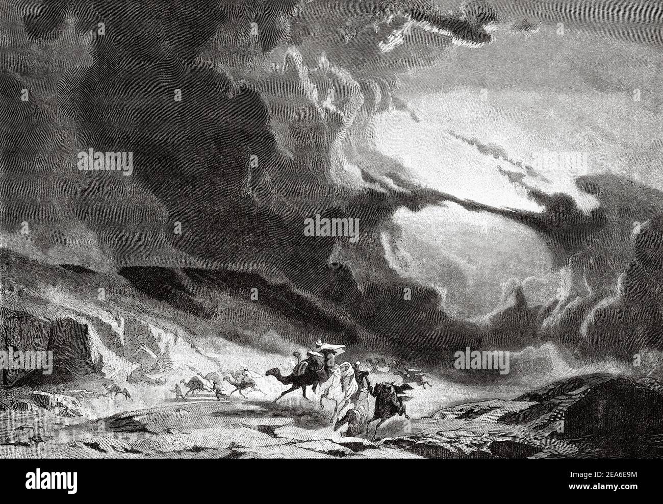 Sand whirlwind in the Desert, Ancient Egypt History. Old 19th century ...