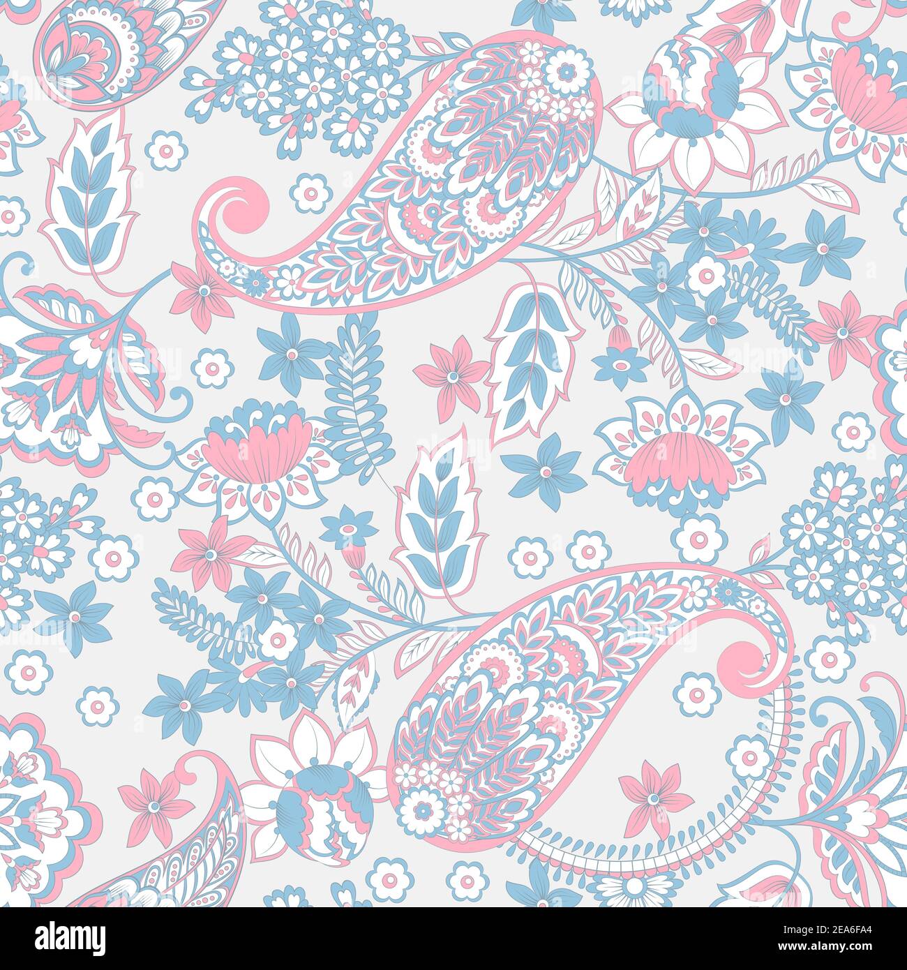 Seamless Paisley Pattern In Indian Batik Style Floral Vector