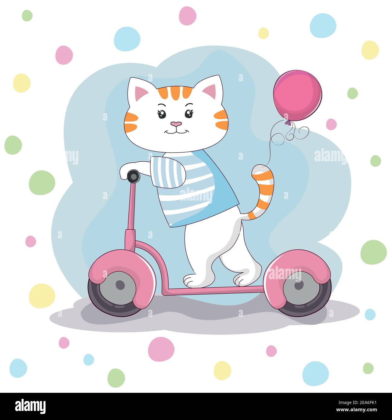 Cute cartoon cat is riding a scooter Stock Vector Image & Art - Alamy