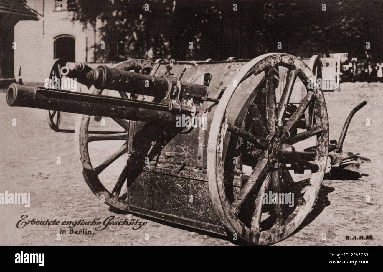 The First World War period. Captured English guns in Berlin Stock Photo ...