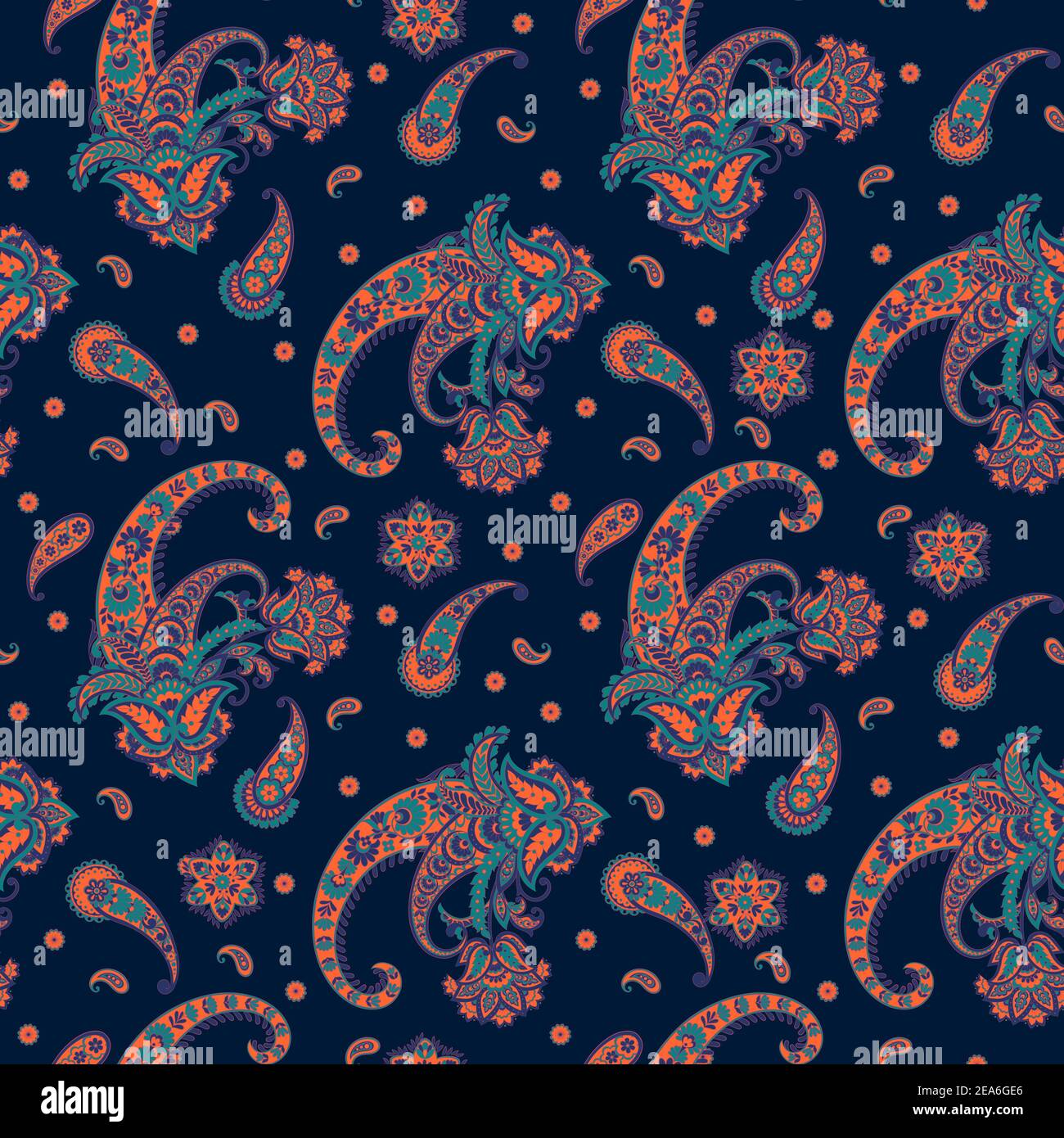 Paisley Vector Pattern. Seamless Floral Textile Background Stock Vector ...