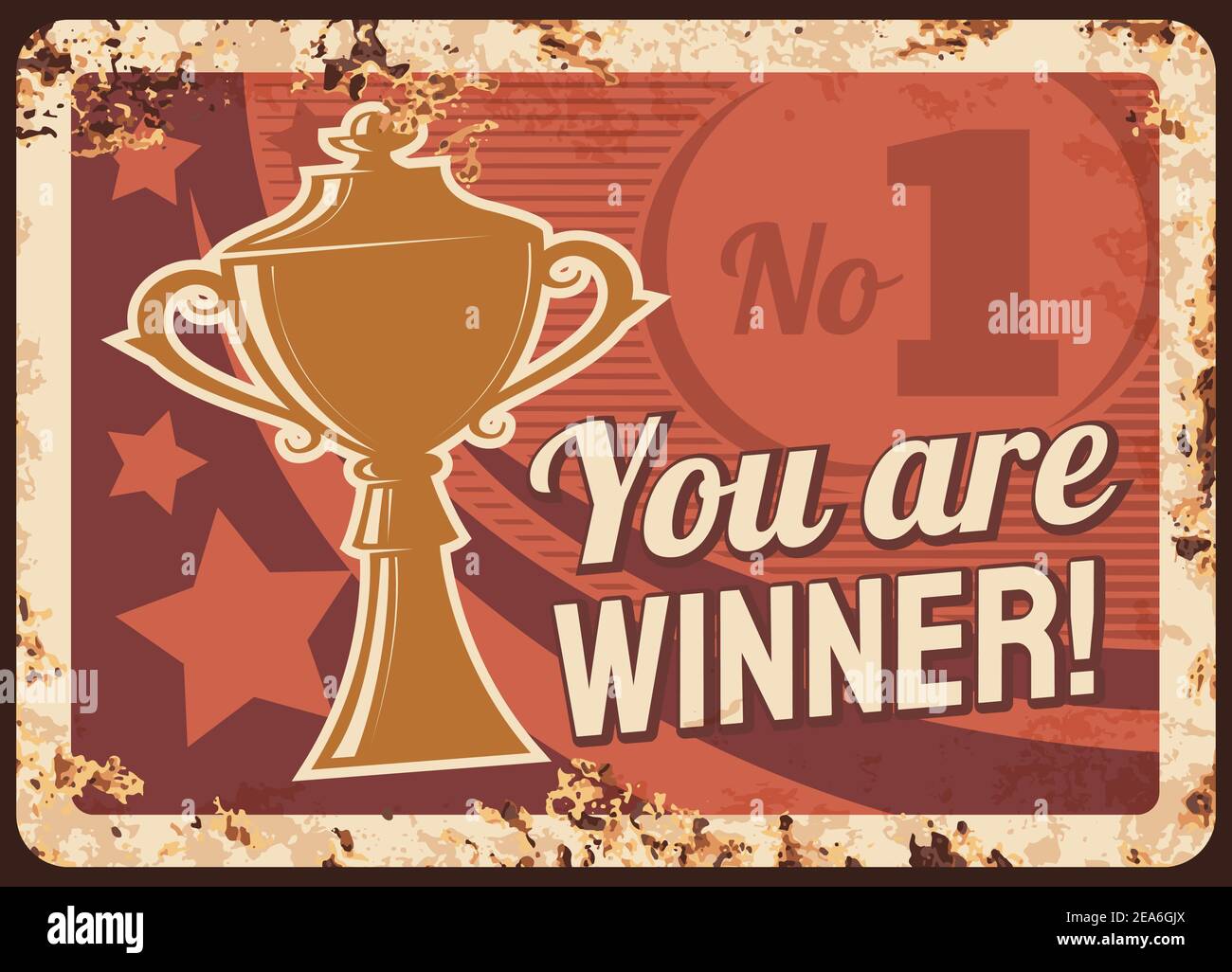You are winner rusty metal plate, first place prize award vector ...