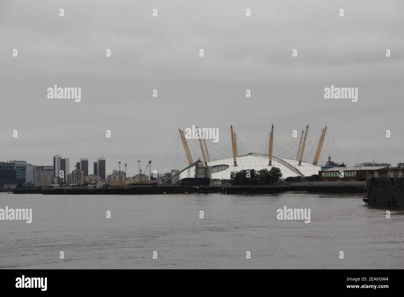 LONDON - 2013: A view of the O2 Arena and North Greenwich taken from ...