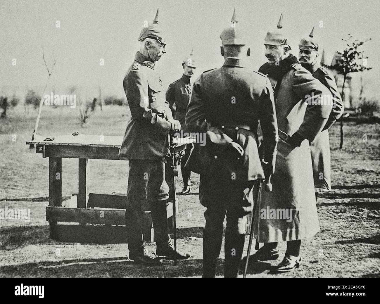 Kaiser Willhelm II with German officers in a discussion on the Western ...