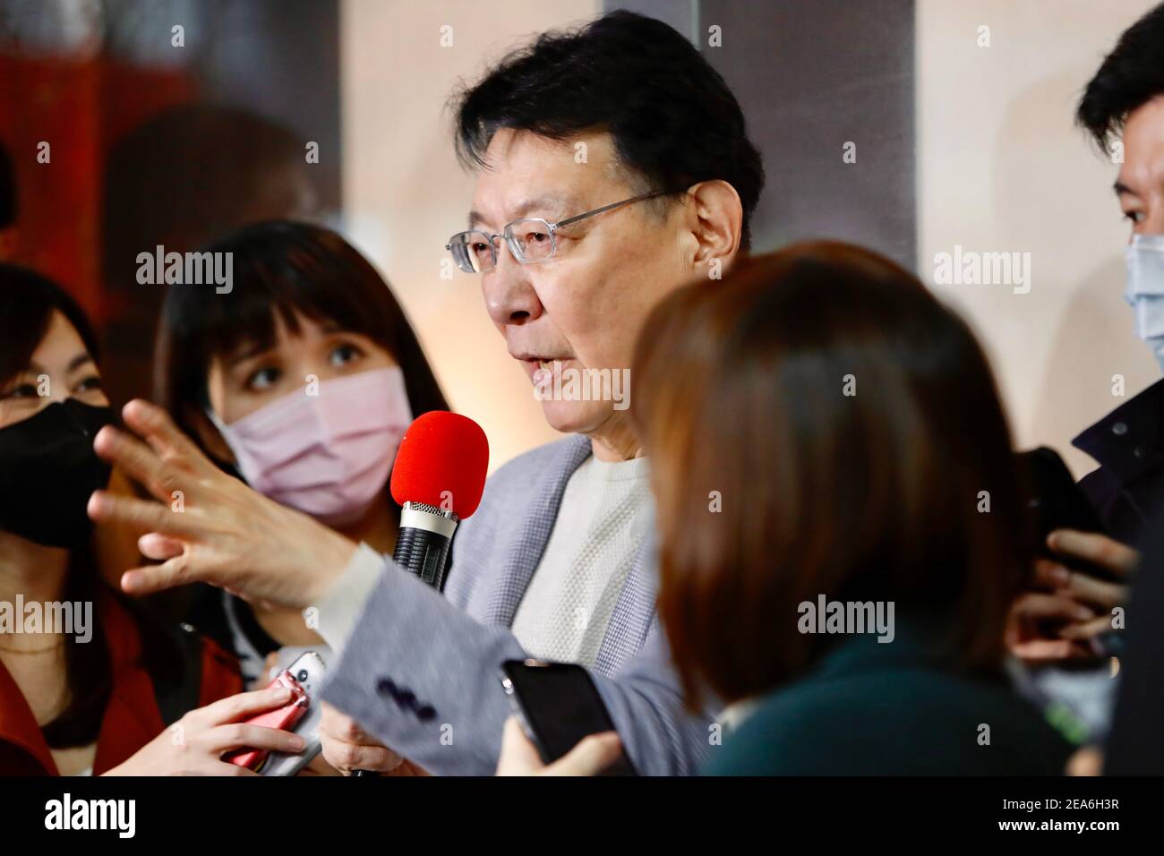 Taipei, Taiwan. 08th Feb, 2021. Chao Shao Kang declares his intention ...