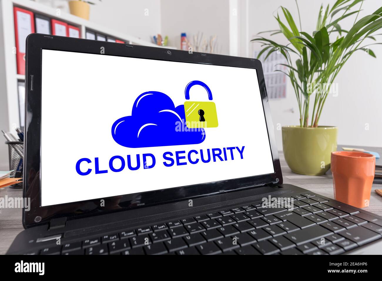 Laptop screen with cloud security concept Stock Photo - Alamy