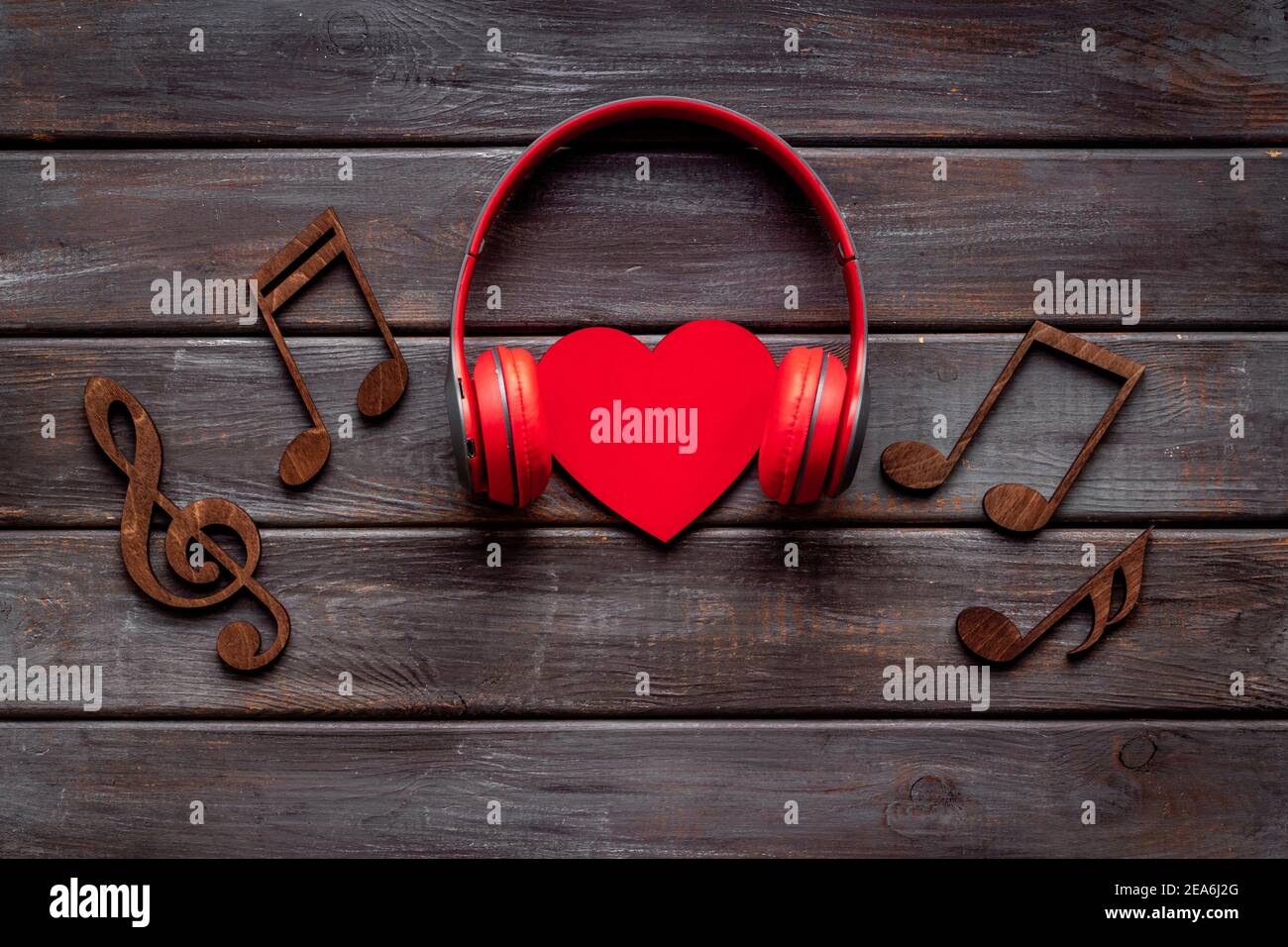 Headphones with musical notes. Listen to the music concept Stock Photo ...