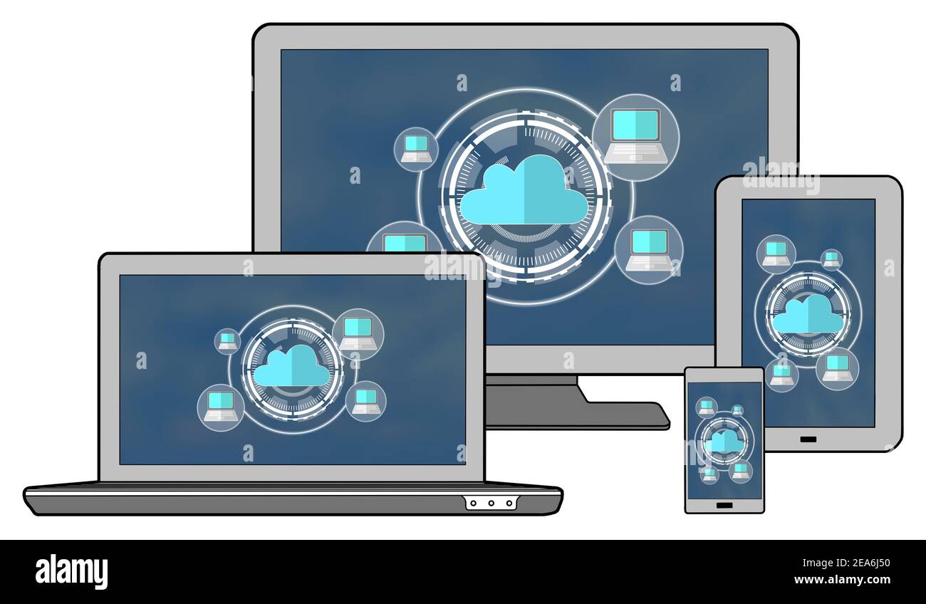Cloud computing concept shown on different information technology ...