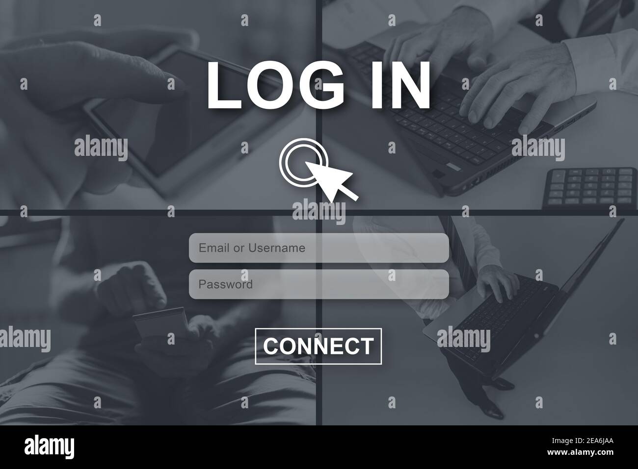 Login concept illustrated by pictures on background Stock Photo - Alamy