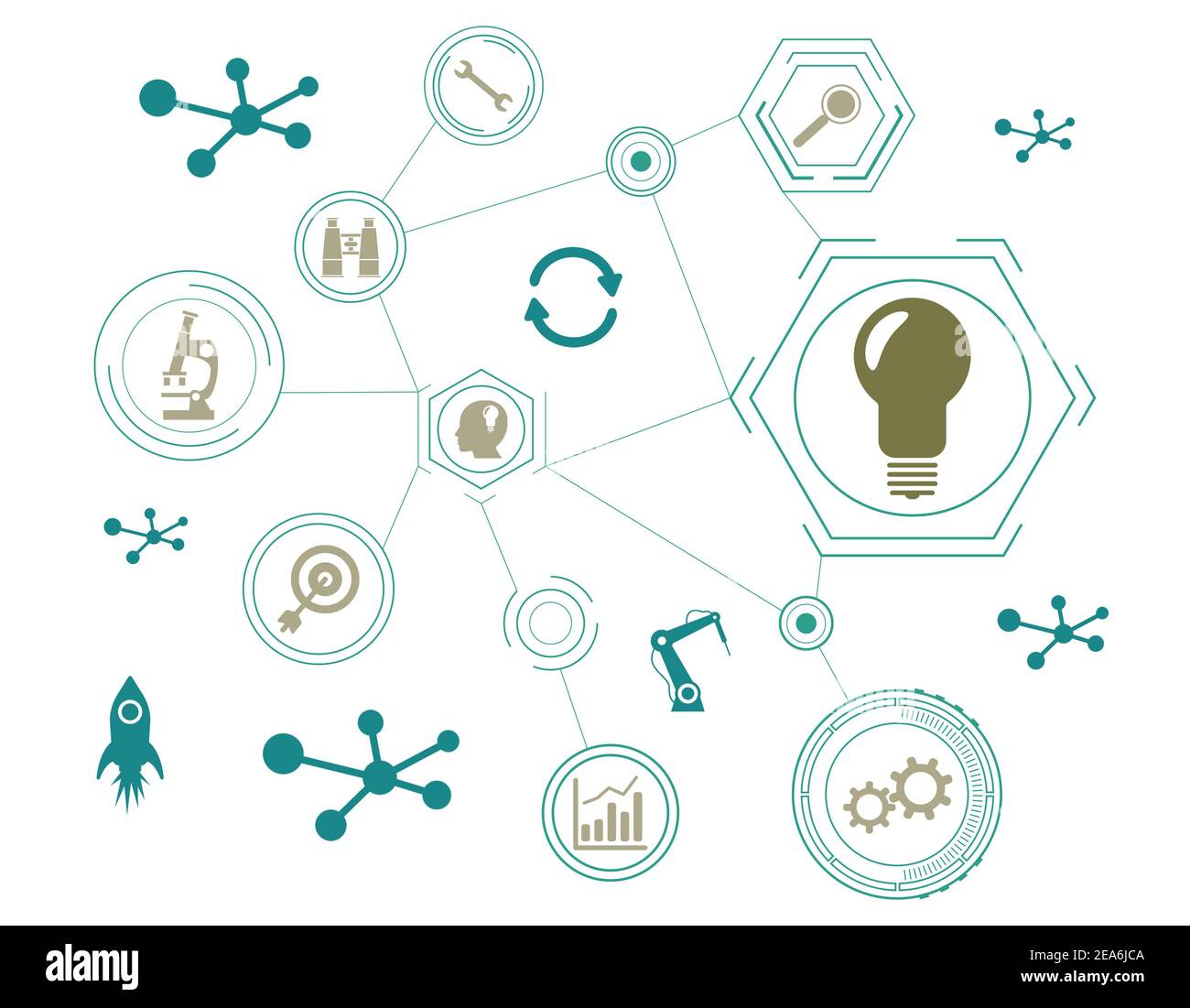Concept of innovation with connected icons Stock Photo - Alamy