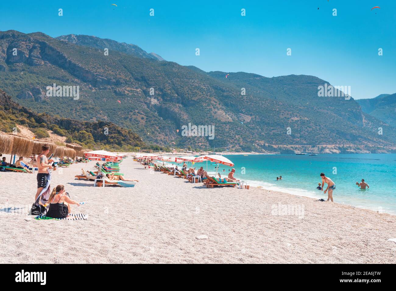 10 September 2020, Oludeniz, Turkey: People resting and swimming on ...