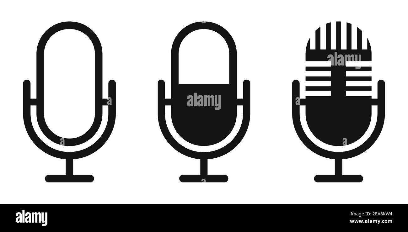 Microphone icon. Black sign of microphone in flat design. Microphone ...
