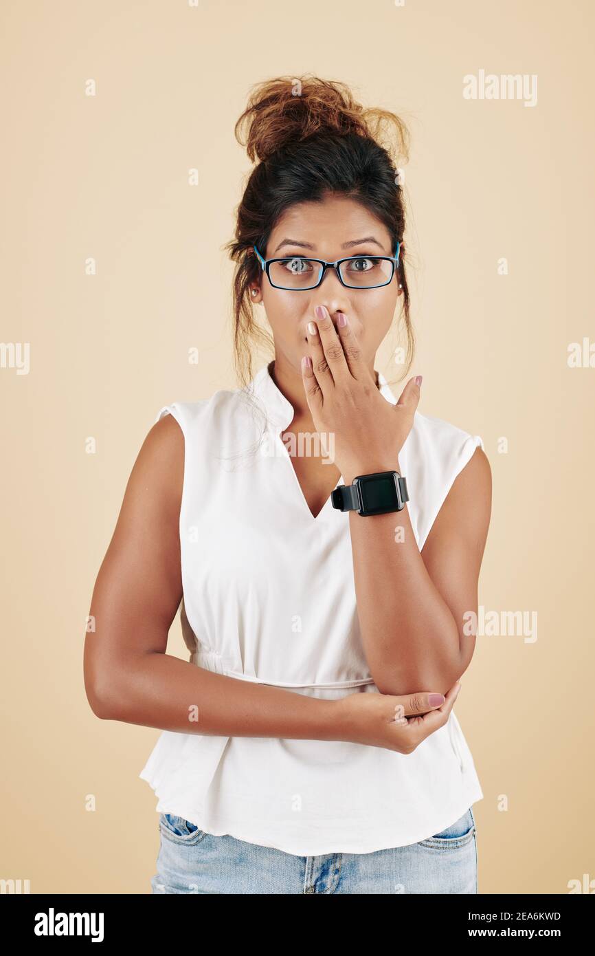 Excited shocked young woman Stock Photo - Alamy Excited shocked young woman Stock Photo - Alamy