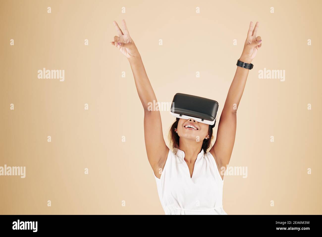Woman dancing in VR glasses Stock Photo - Alamy