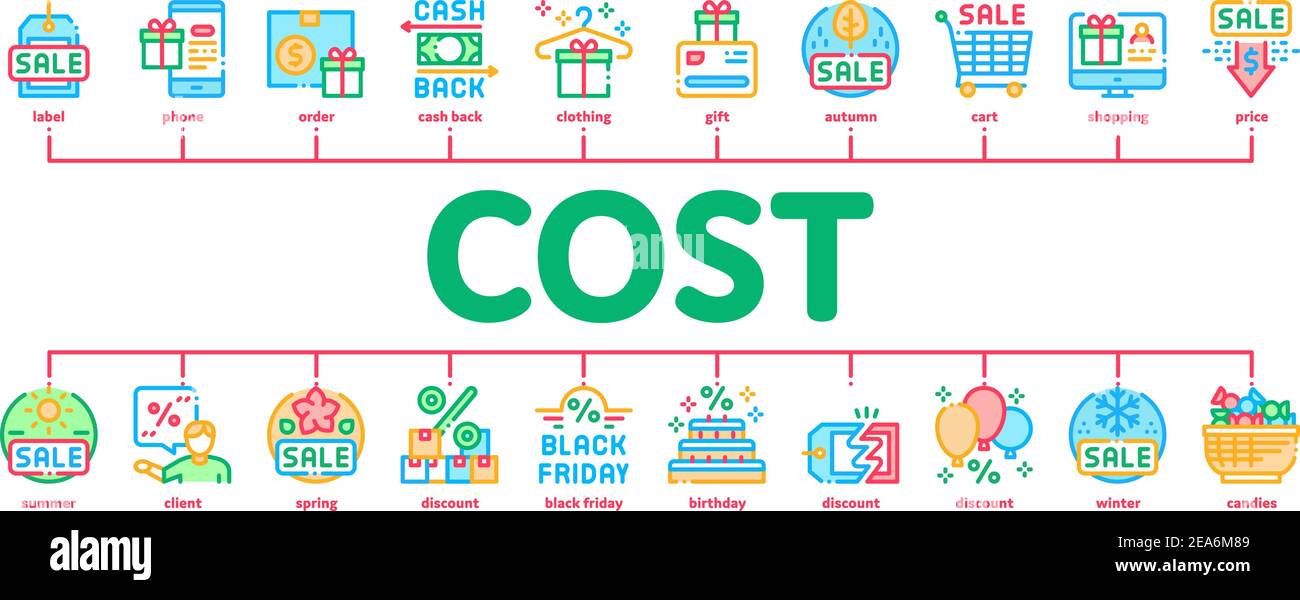 Cost Reduction Sale Minimal Infographic Banner Vector Stock Vector ...