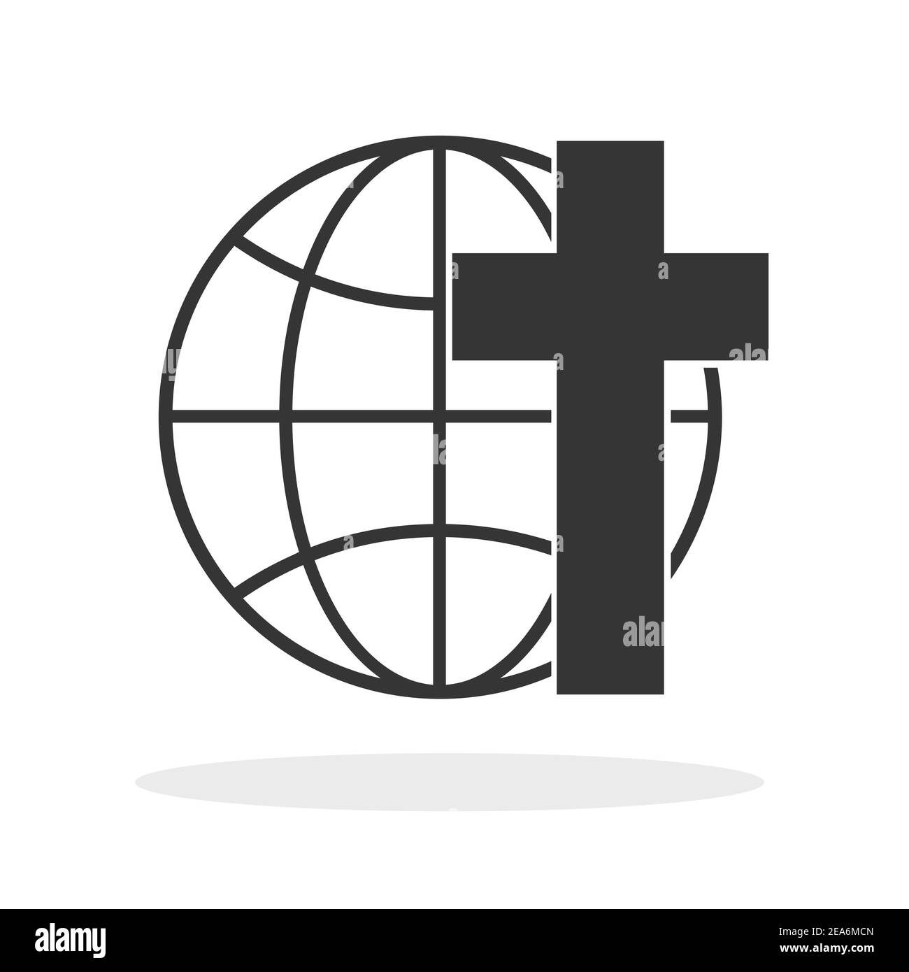 Planet Earth icon with christian cross. Linear globe icon. Vector ...