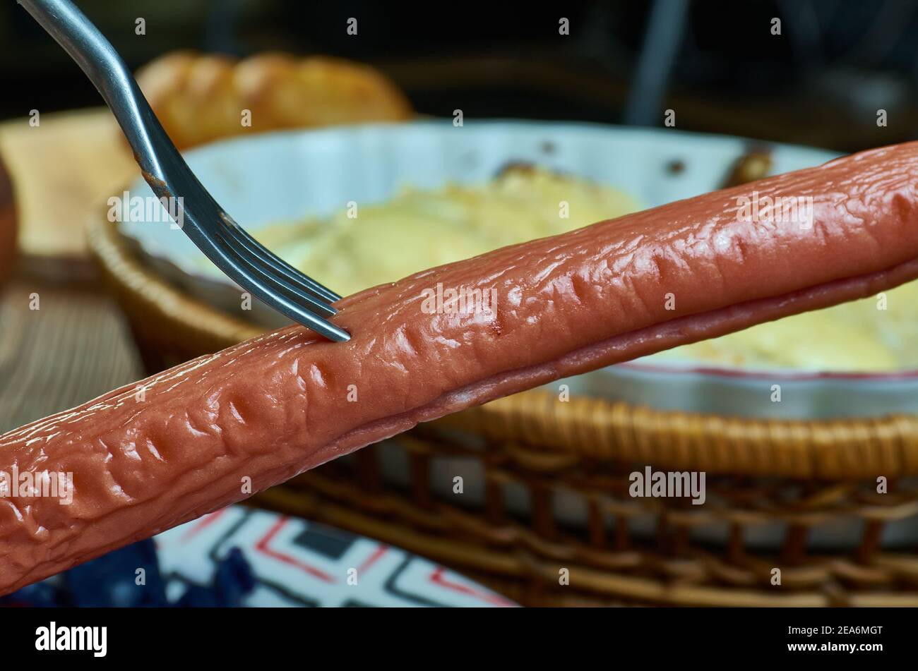 Knakworst sausage of the frankfurter close up Stock Photo - Alamy