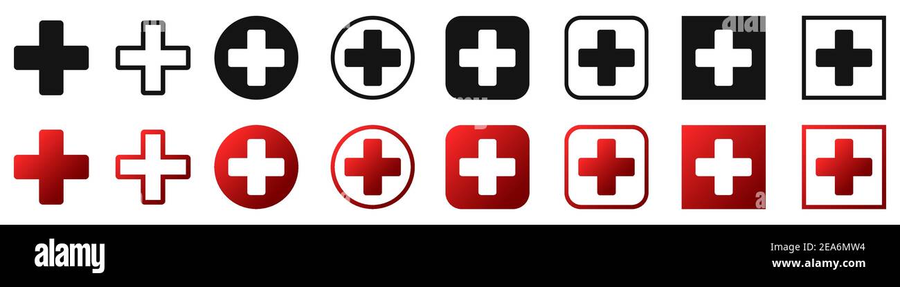 Medical cross icons set. Medical cross sign isolated on white ...