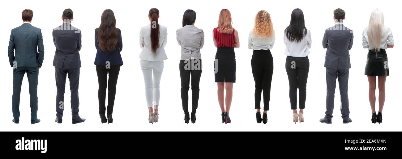 rear view. business team looking forward. isolated on white Stock Photo ...